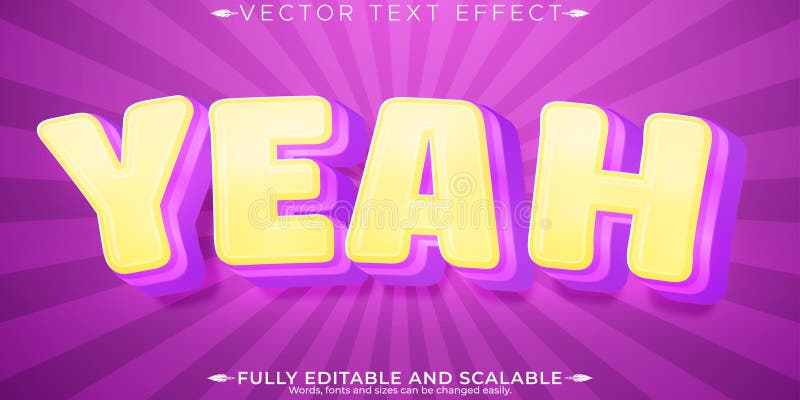 Yeah Cartoon Text Effect, Editable Soft and Clean Text Style Stock ...