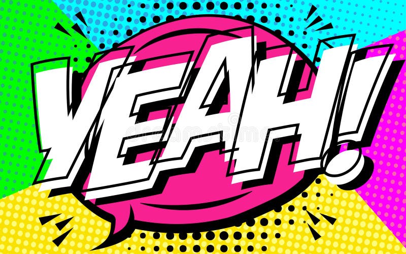 Yeah Comic Text on Pink Dotted Background Stock Vector - Illustration ...