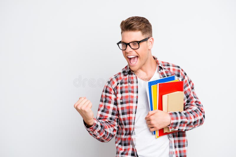 Yeah! Happy Student Celebrating Successful Ending of Exams Stock Photo ...