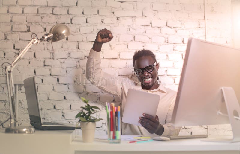 YEAH! stock photo. Image of portrait, computer, lamp - 78463584