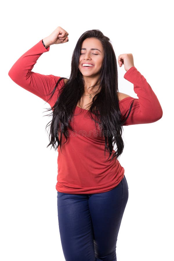 Yeah! Sooo happy! stock photo. Image of pretty, excited - 72805390