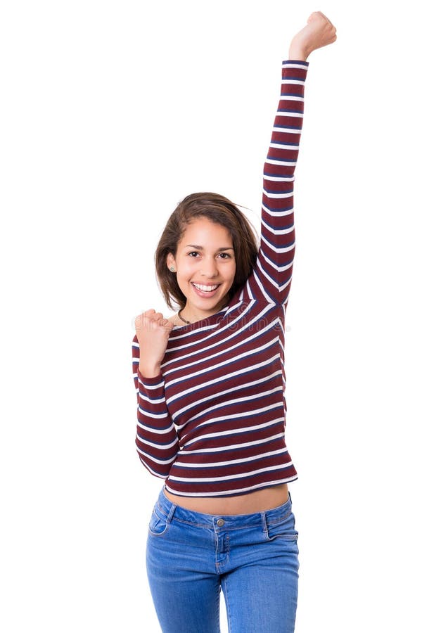 Yeah! Sooo happy! stock photo. Image of casual, arms - 74461798