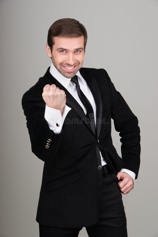 Young Exited Man Raising Hands and Happy Screaming Stock Image - Image ...