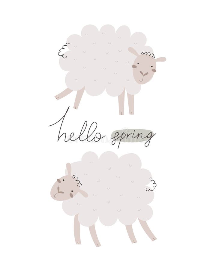 Sheep say hello stock vector. Illustration of card, spring - 52837212
