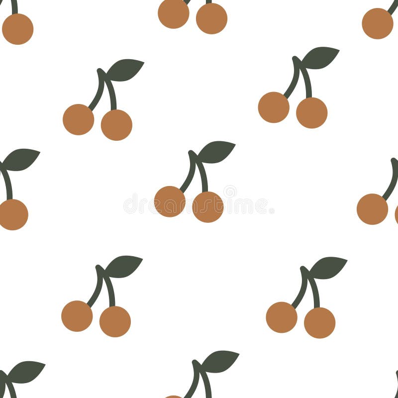 Seamless Pattern with Cartoon Cherry. Colorful Vector. Hand Drawing ...