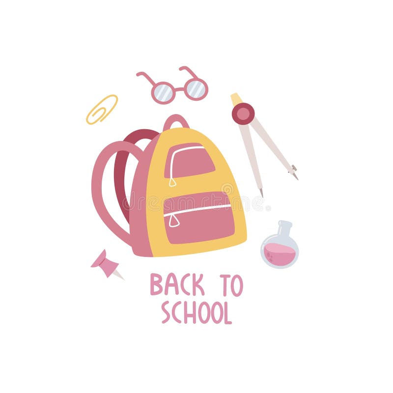 Back To School. Cartoon Set for Children with Thematic Elements, Hand ...