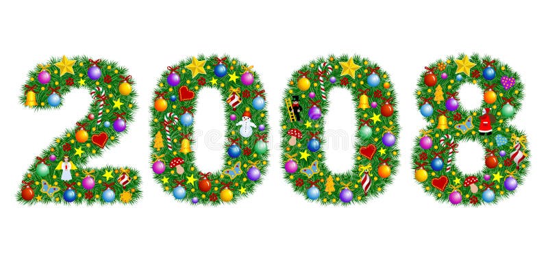 Year 2008 - Christmas stock vector. Illustration of colorful - 3632543