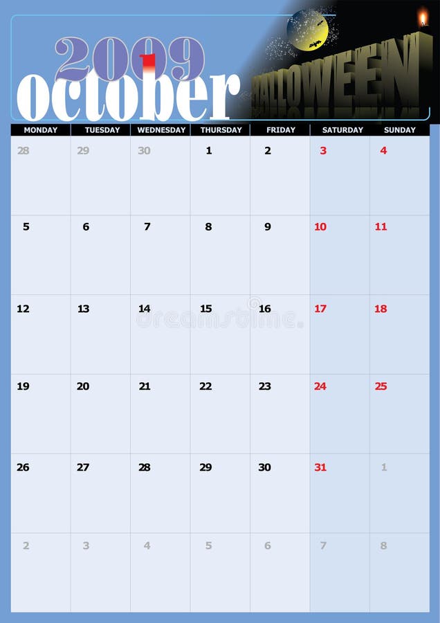 Monthly Calendar - October 1 Stock Vector - Illustration of horror ...