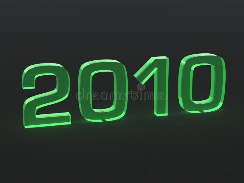 Year 2010 in Luminous Green Letters Stock Illustration - Illustration ...