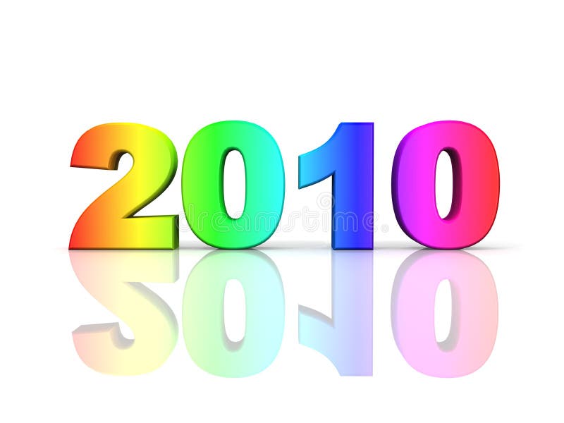 Year 2010 in Rainbow Colors Stock Illustration - Illustration of ...