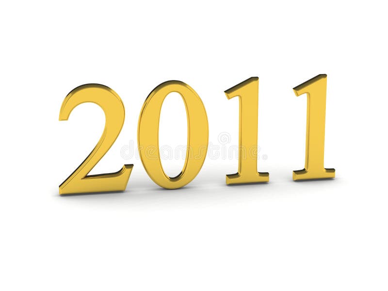 Year 2011 in gold letters stock illustration. Illustration of isolated ...