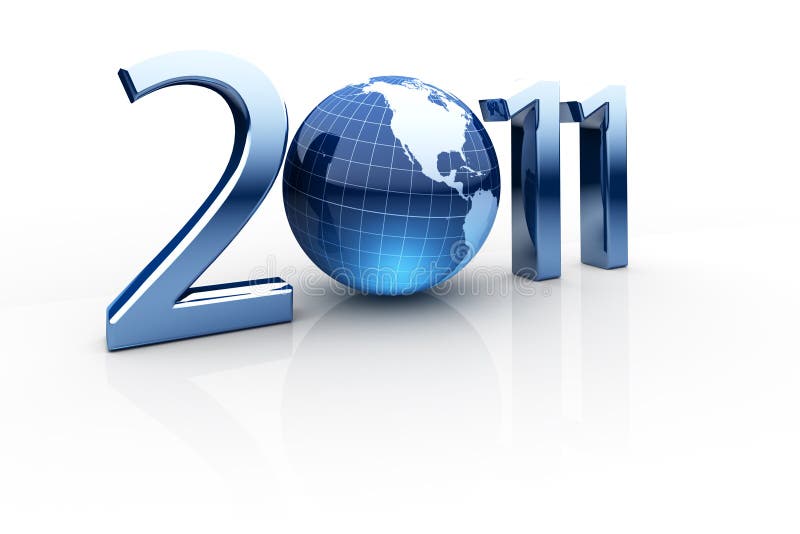 Year 2011 Made Up of Numbers and Globe As Zero Stock Illustration ...
