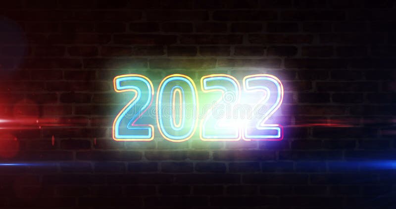 2022 Year Symbol Glowing Neon 3d Lights Stock Video - Video of flying ...