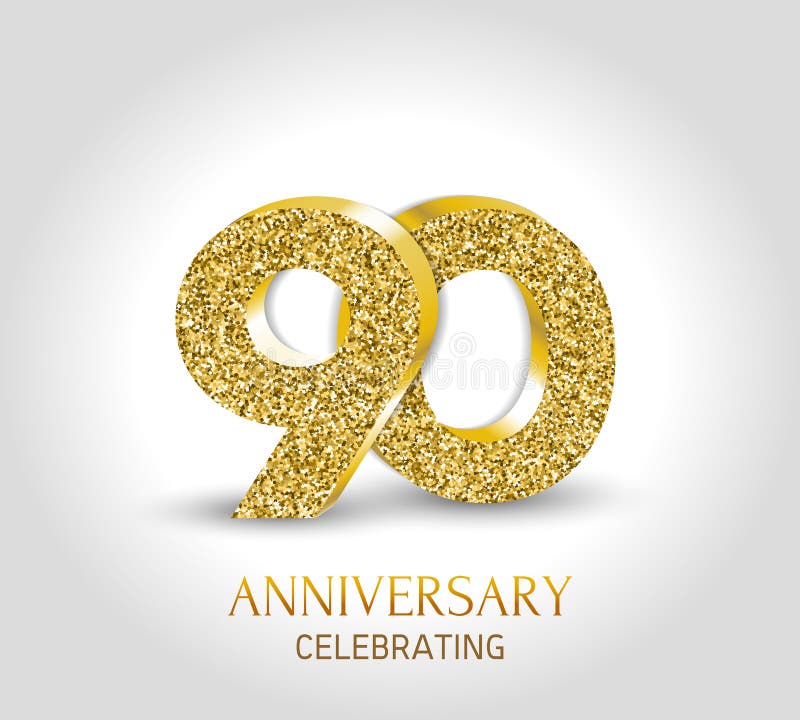 90 - Year Anniversary Banner. 90th Anniversary 3d Logo with Gold ...