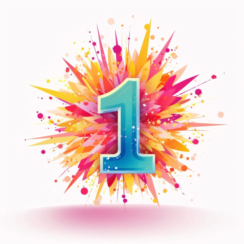 1 Year Anniversary Celebration Colorful Firework Background. Vector ...