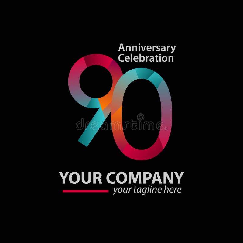 90 Year Anniversary Celebration Company Vector Template Design ...