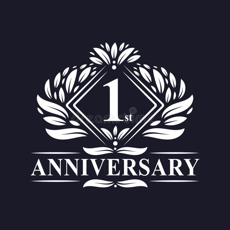 1 Year Anniversary Logo, Luxury Floral 1st Anniversary Logo Stock ...