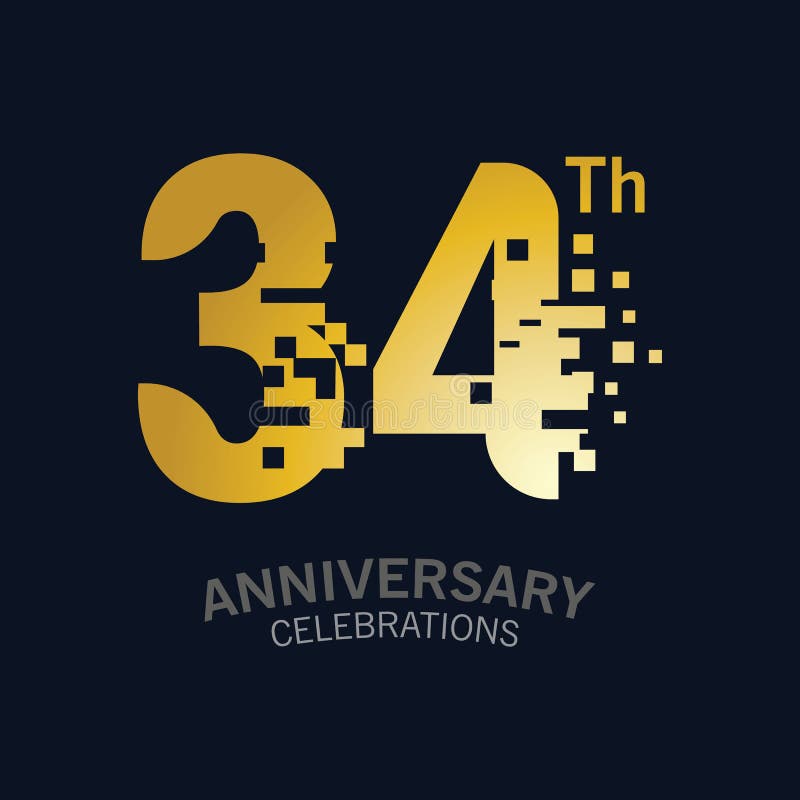 34 Year Anniversary Logo Template. Design Vector Template for ...