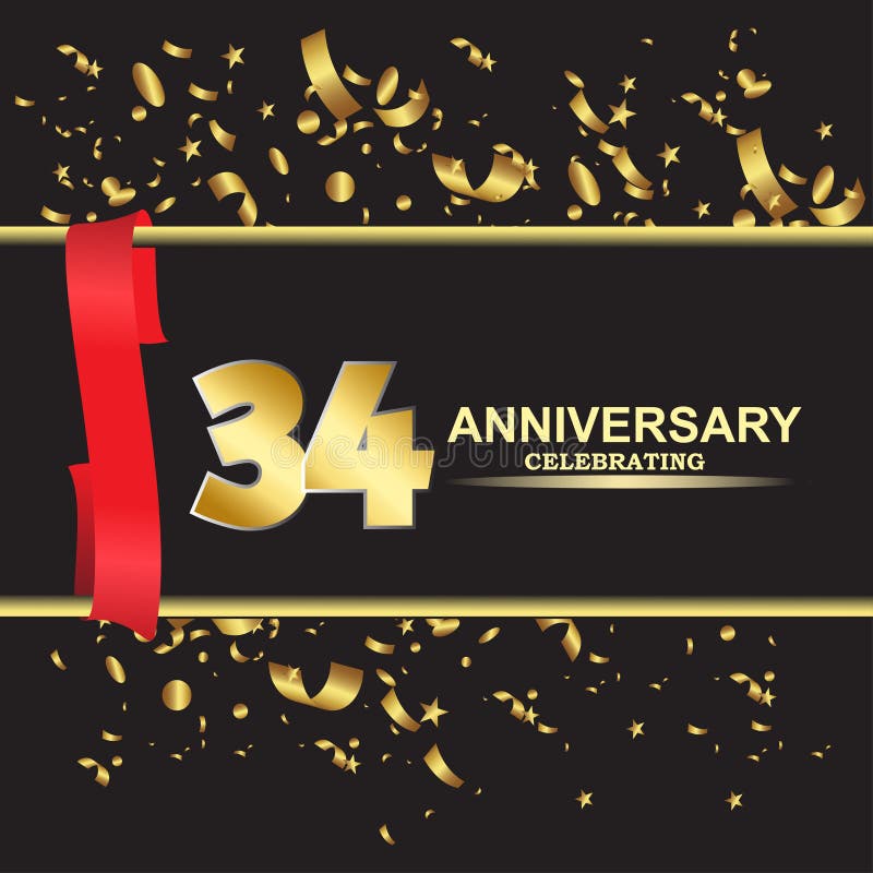 34 Year Anniversary Logo Template Vector Stock Vector - Illustration of ...