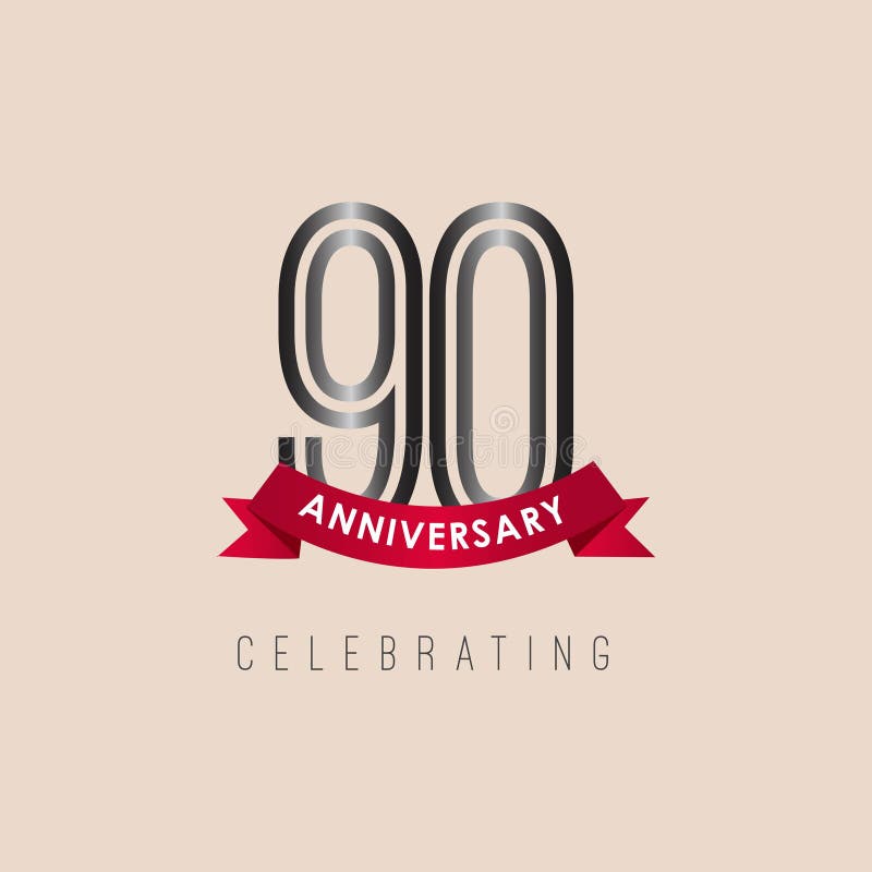 90 Year Anniversary Logo Vector Template Design Illustration Stock ...