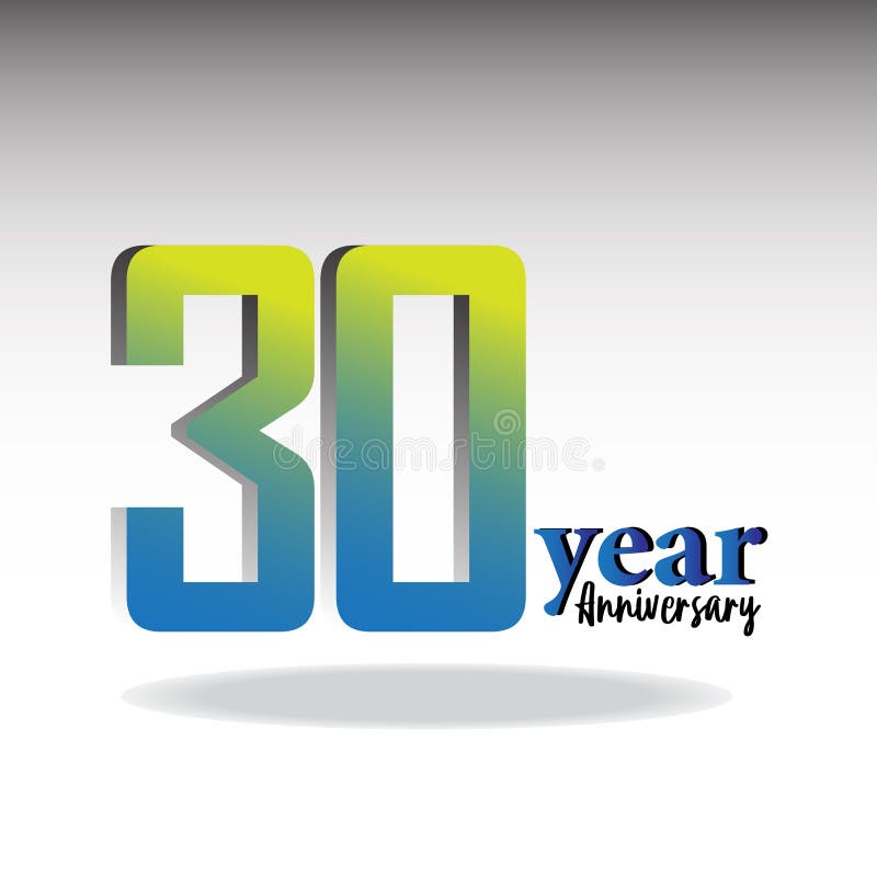 30 Year Anniversary Logo Vector Template Design Illustration Blue and ...