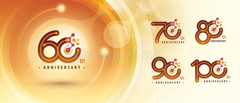 60, 70, 80, 90, 100 Year Anniversary Logotype Design, Sixty To Hundred ...