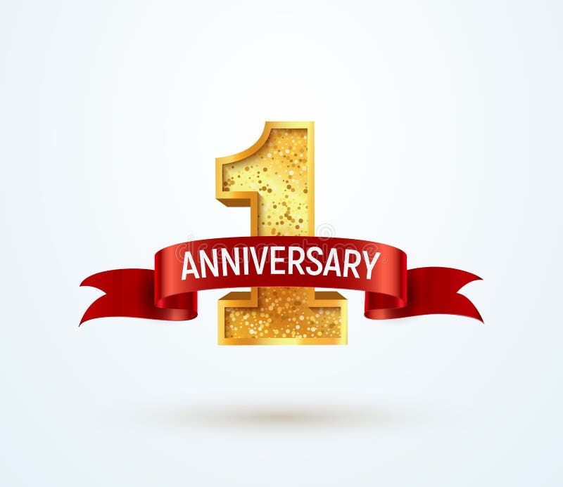 Set of Number One Year 1 Year Celebration Design. Anniversary Golden ...