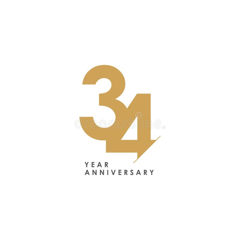 34 Year Anniversary Vector Template Design Illustration Stock Vector ...