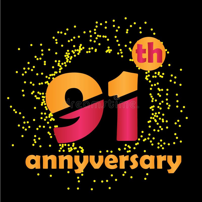 91 Year Anniversary Vector Template Design Illustration - Vector Stock ...