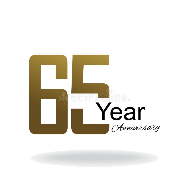 65 Year Anniversary Vector Template Design Illustration Gold Elegant ...