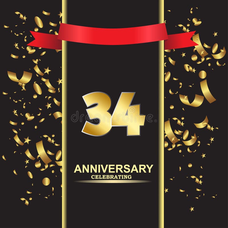 34 Year Anniversary Vector Template Design Illustration Stock Vector ...