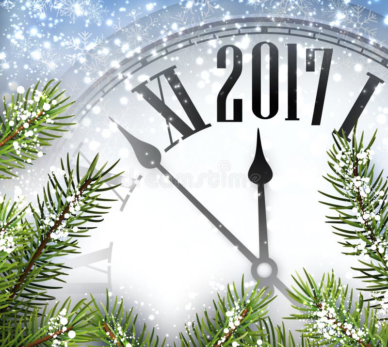 2017 New Year round clock. stock vector. Illustration of decoration ...