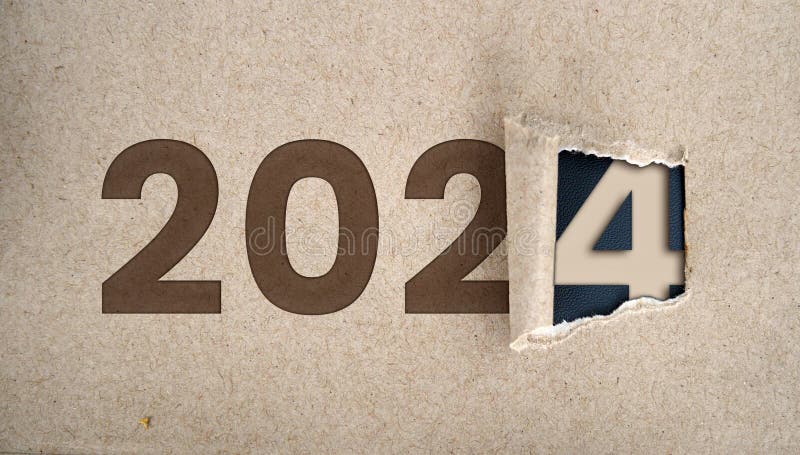 The Year 2024 is Behind the Torn Paper. New Year and Start New Business ...