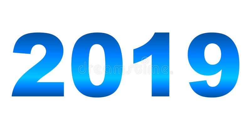Year 2019 - Blue Gradient Reflection, Isolated Numbers - Vector Stock ...