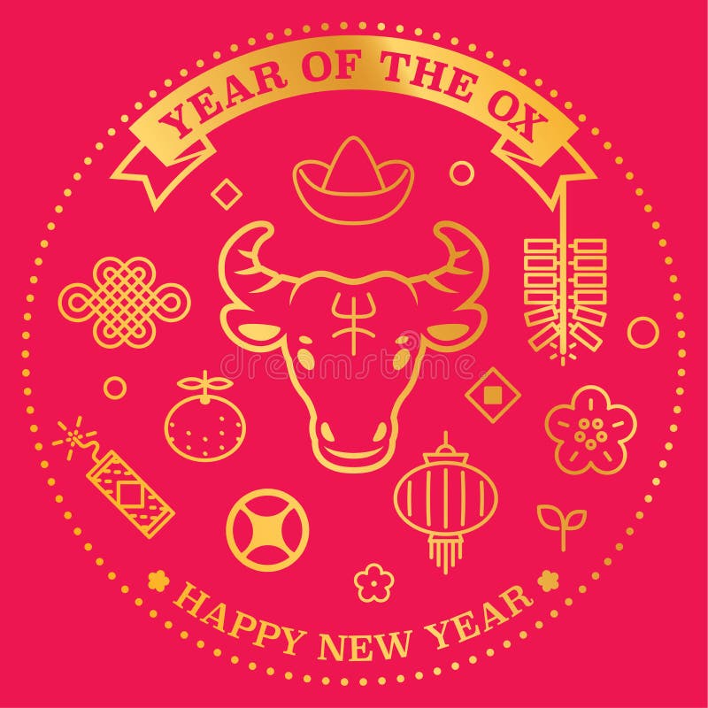Year of the Ox with Abstract Ox Zodiac Graphic Vector Illustration on ...