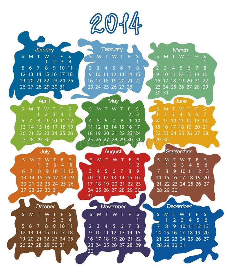 2014 year calendar stock vector. Illustration of graphic - 34340556