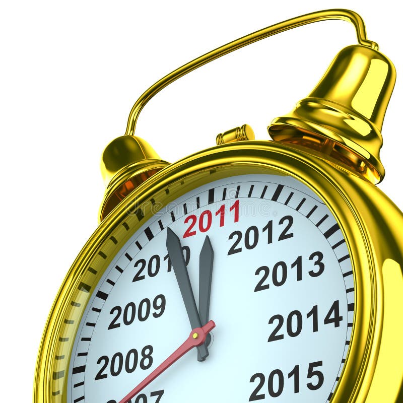 Year Calendar on Alarm Clock Stock Illustration - Illustration of ...