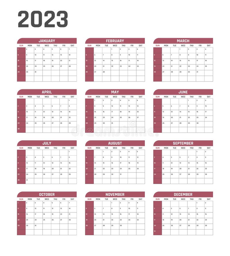 2023 Year Calendar, Calendar Design for 2023 Starts Sunday Stock Vector ...