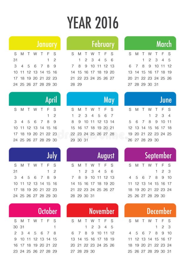 2016 Year Calendar stock vector. Illustration of simple - 60339069