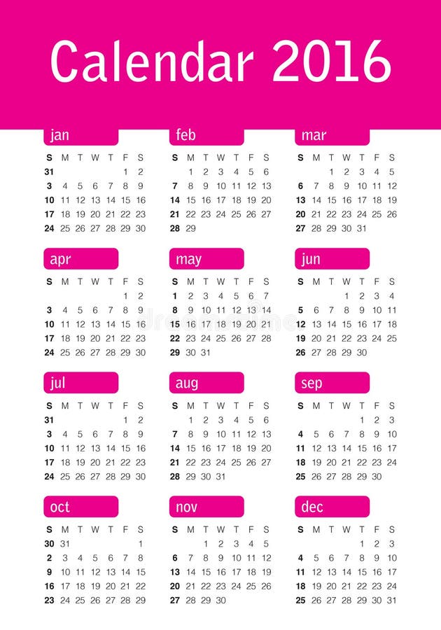 2016 Year Calendar stock vector. Illustration of calendar - 61288877