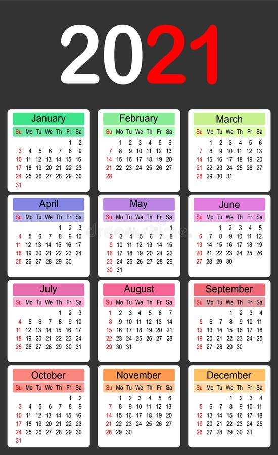 2021 Year Calendar Simple and Clean Planner Template Stock Vector ...