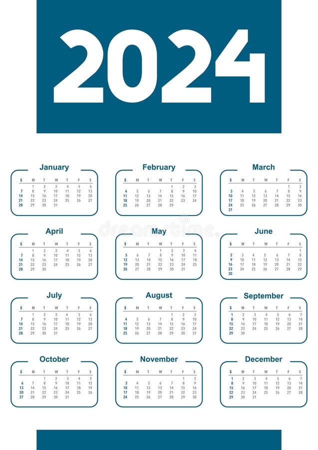 2024 Year Calendar Template. Simple Corporate Calender A3 Format. Week ...