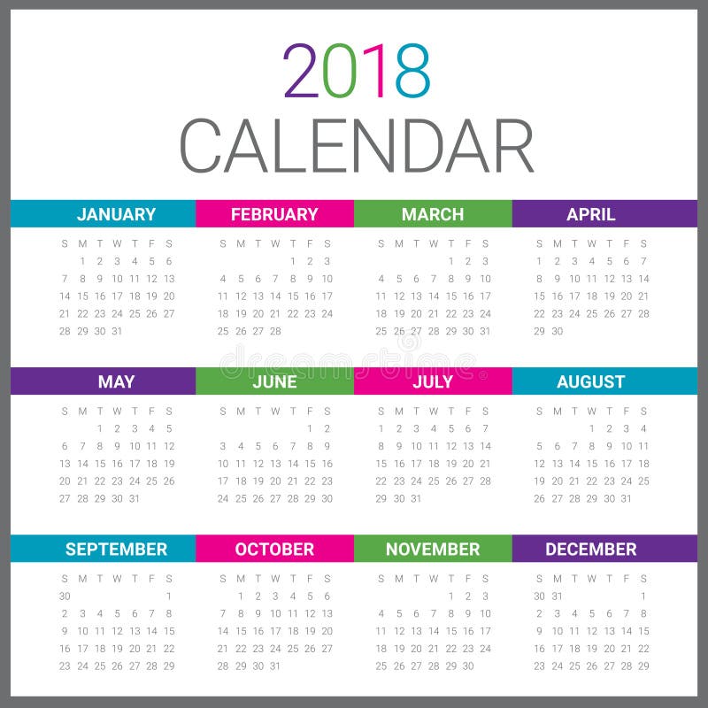 Year 2018 2019 2020 2021 2022 Calendar Vector Stock Vector ...