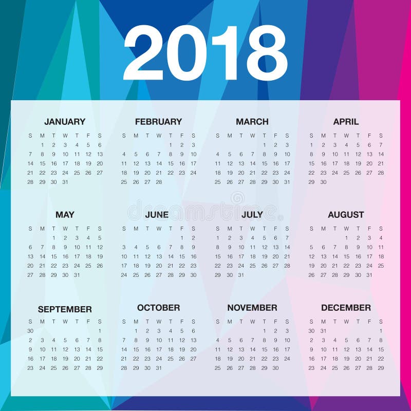 Year 2018 2019 2020 2021 2022 Calendar Vector Stock Vector ...