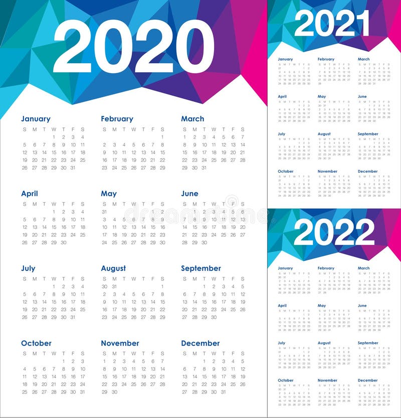 Year 2020 2021 2022 Calendar Vector Design Template Stock Vector ...