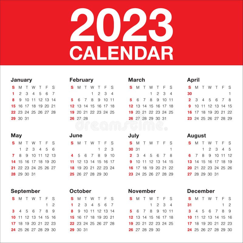 2023 Year Calendar stock vector. Illustration of template - 253868391