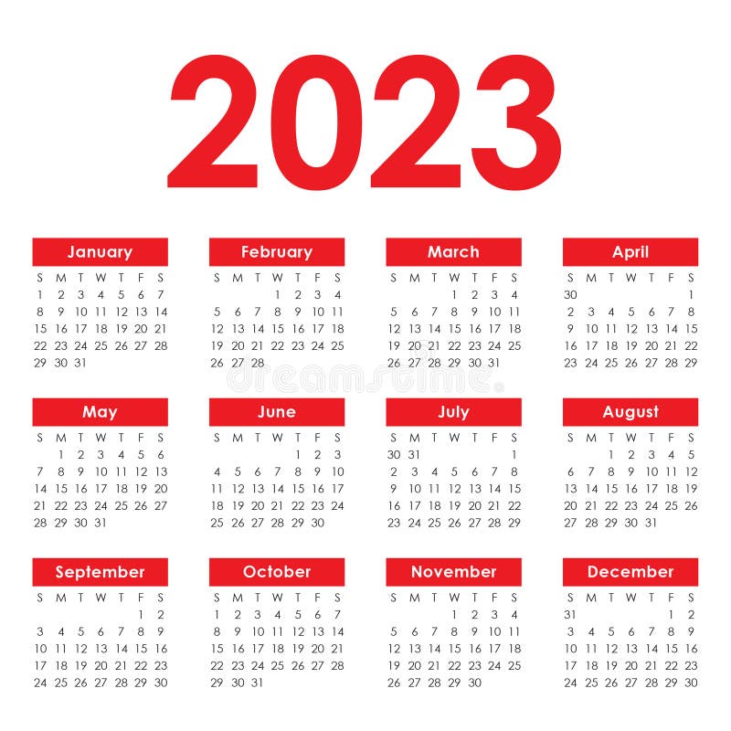 2023 Year Calendar stock vector. Illustration of simple - 260096317