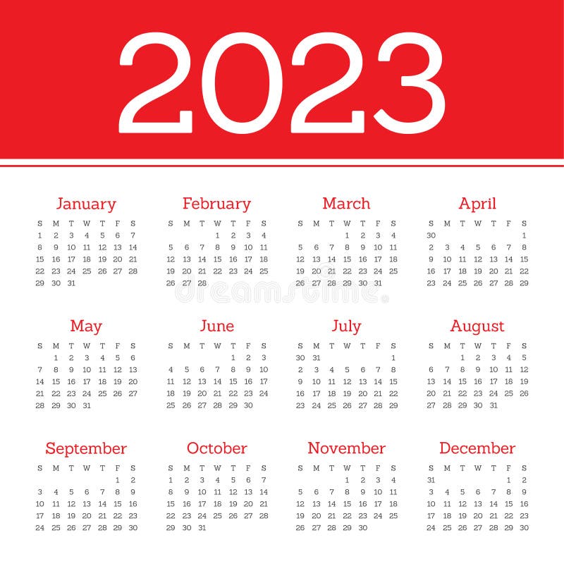 2023 Year Calendar stock vector. Illustration of 2023 - 256391543