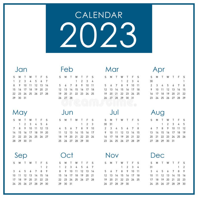2023 Year Calendar stock vector. Illustration of vector - 260096350