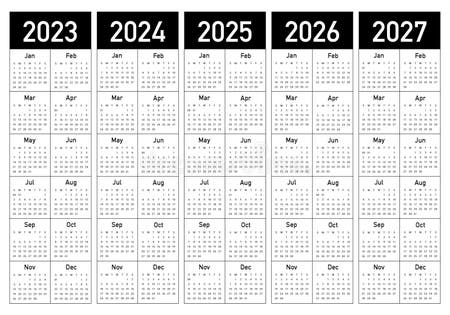 2023-2027 Year Calendar stock vector. Illustration of 2024 - 263215371